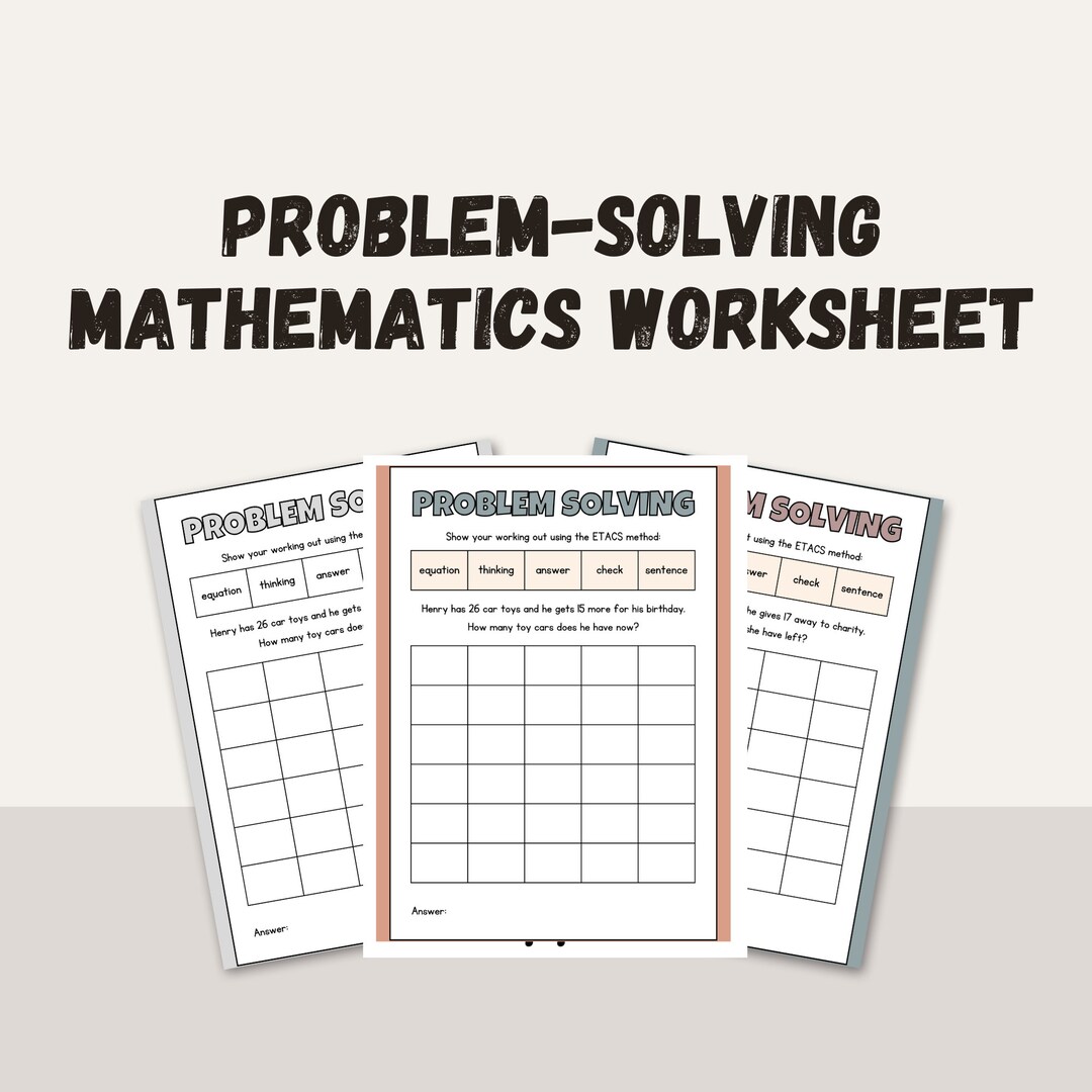 Problem-solving Mathematics Worksheet - Etsy