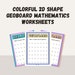 Colorful 2D Shape Geoboard Mathematics Worksheets - Etsy