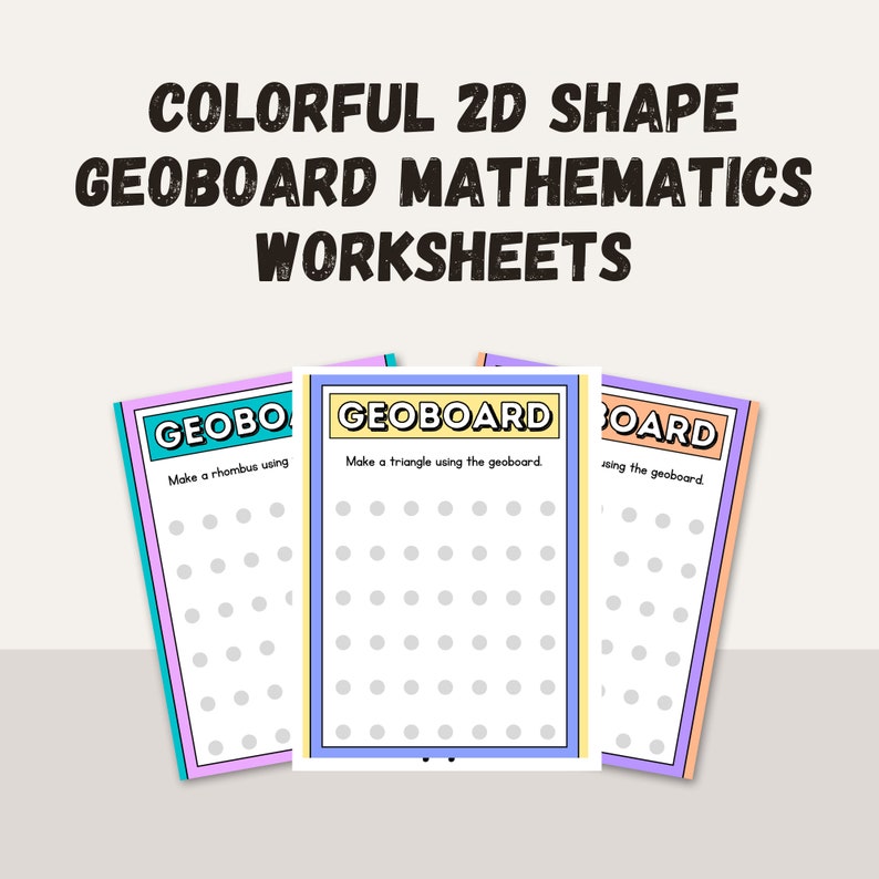 Colorful 2D Shape Geoboard Mathematics Worksheets - Etsy