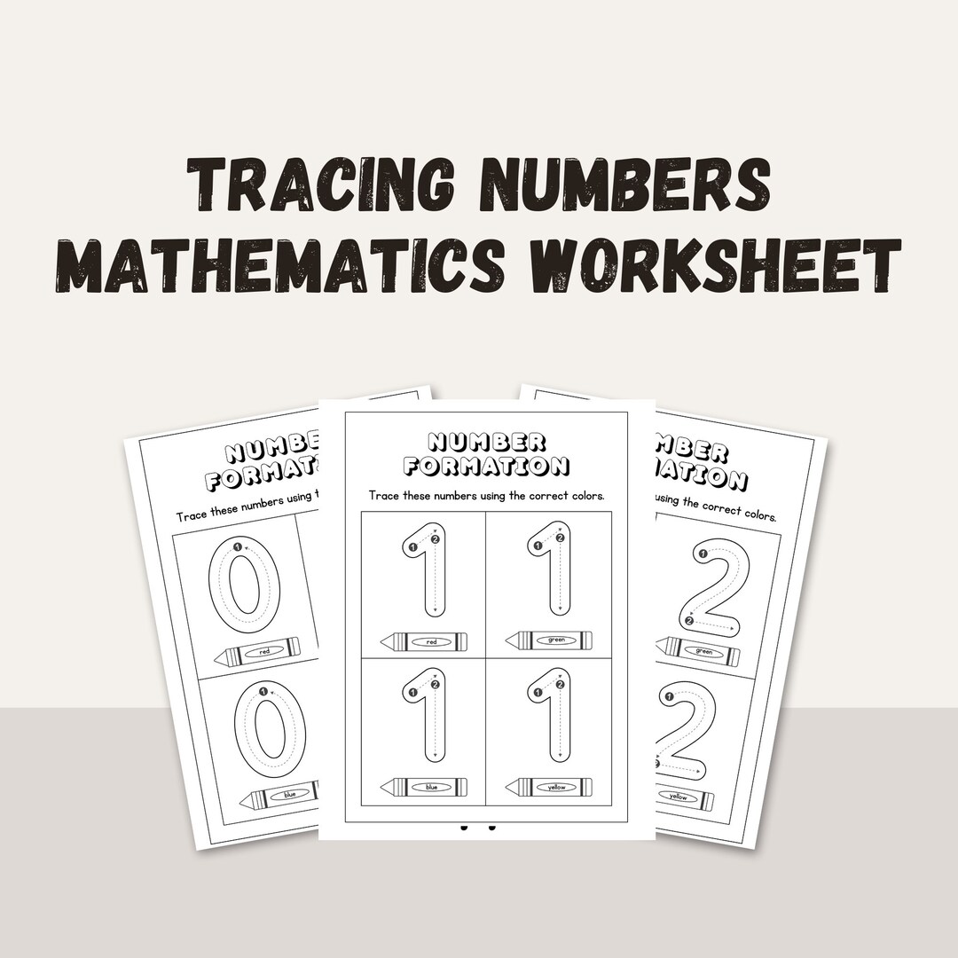 Tracing Numbers Mathematics Worksheet - Etsy