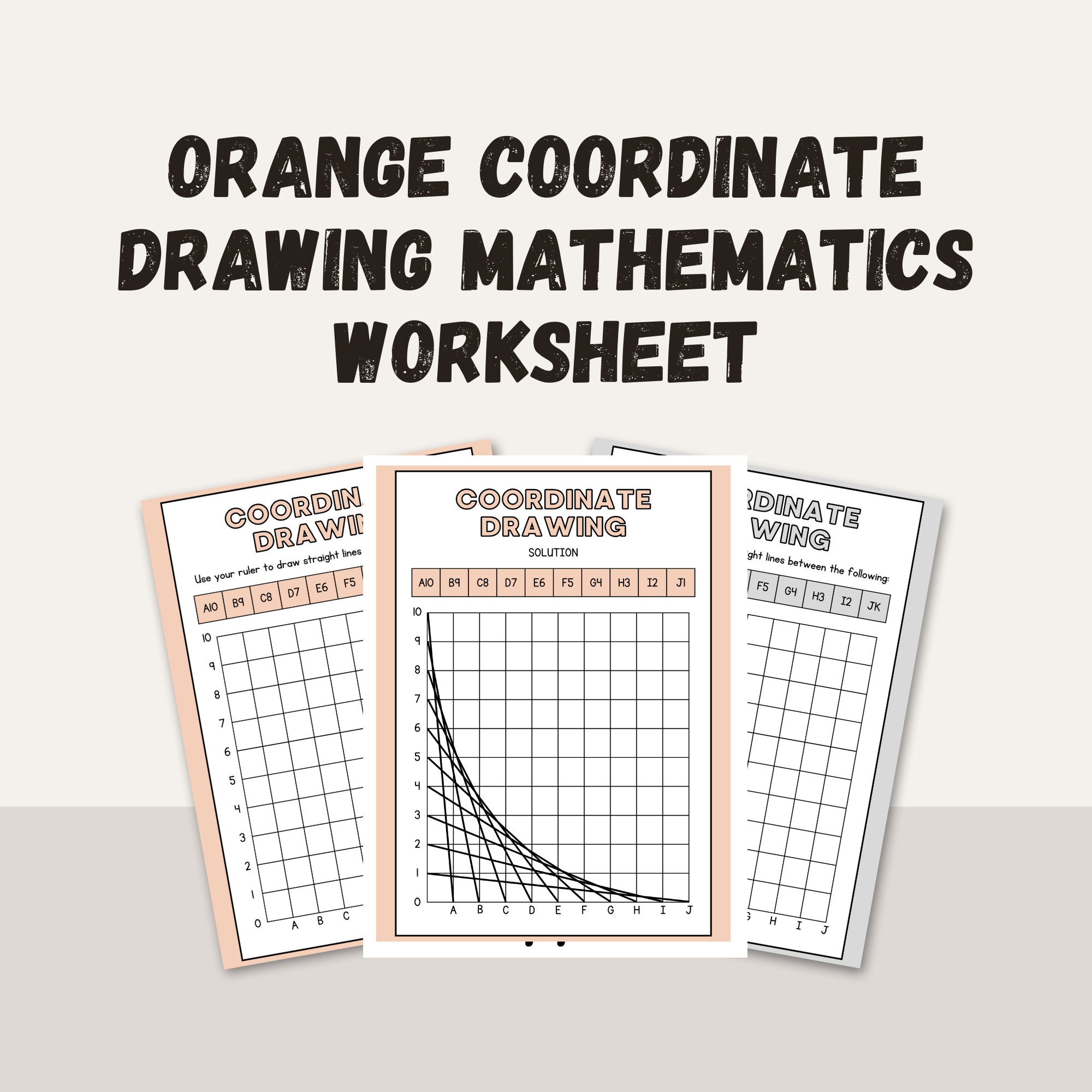 Orange Coordinate Drawing Mathematics Worksheet - Etsy