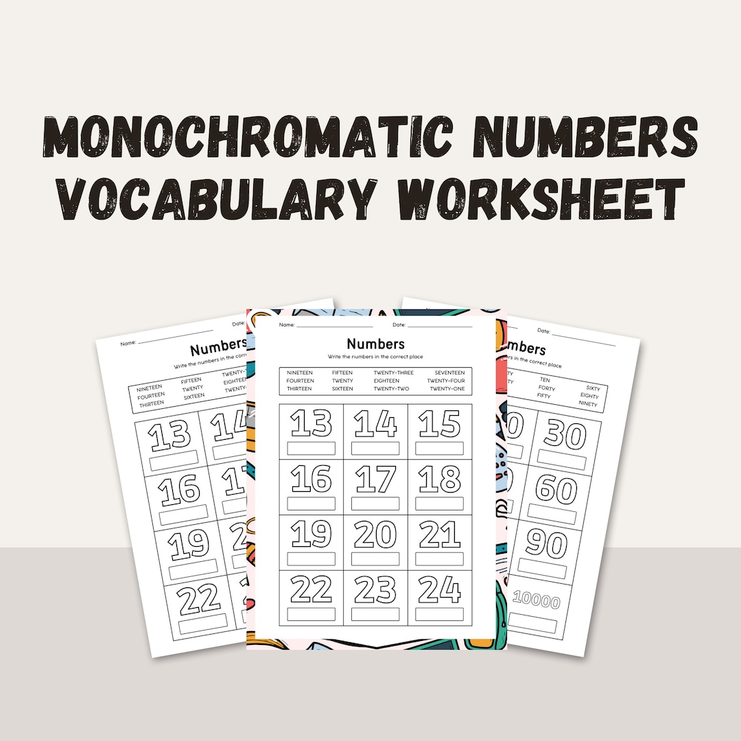 Monochromatic Numbers Vocabulary Worksheet - Etsy