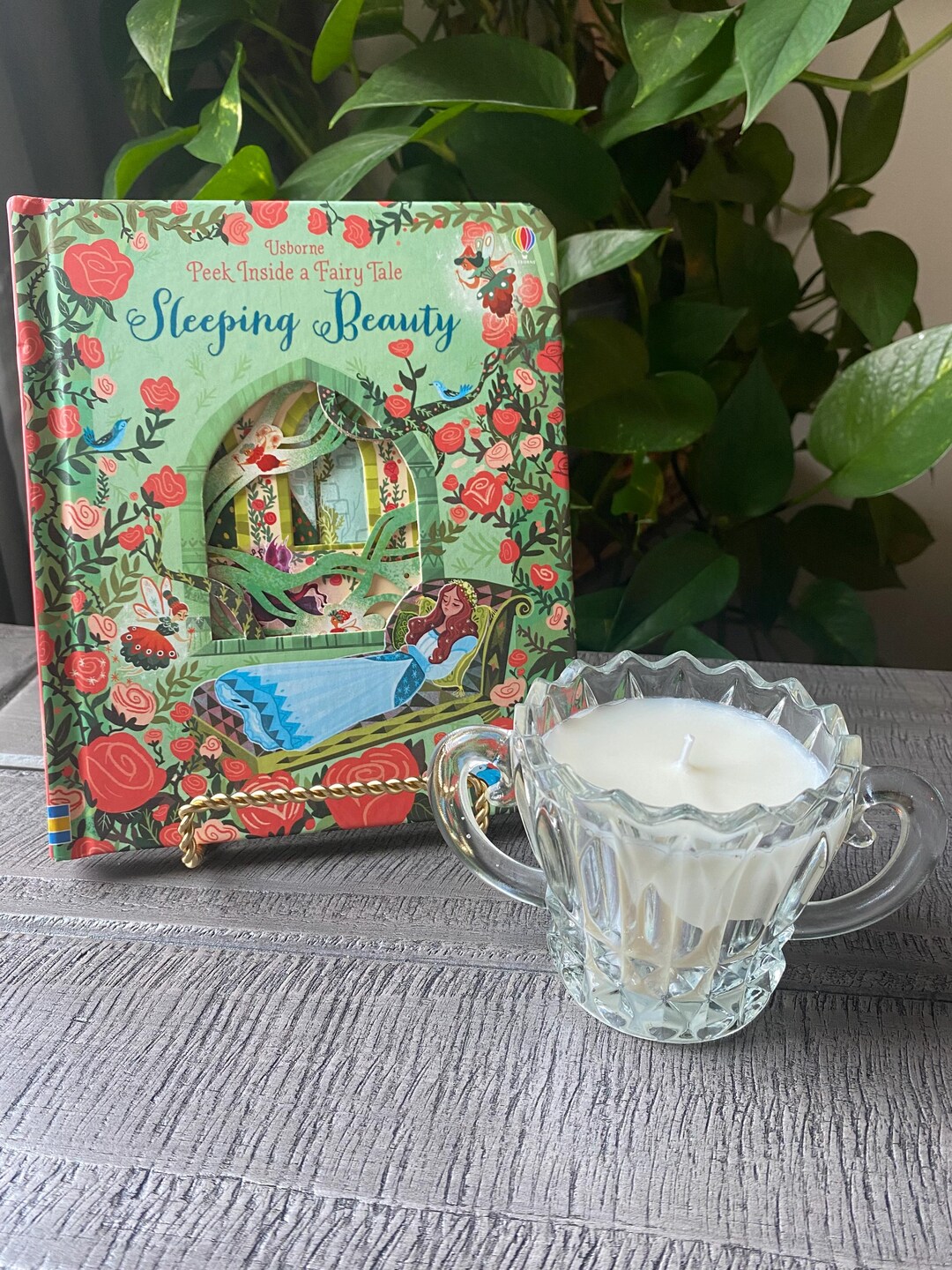 Sleeping Beauty Candle, Crystal Glass Candle, Fairytale Candle, Vintage ...