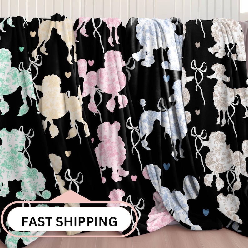 Coquette Poodle Blanket Romantic Bedroom Decor Dog Mom Gift Feminine ...