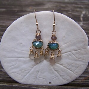 Faceted Australian Moonstone, Oregon Sunstone Smooth Briolette, 14k ...