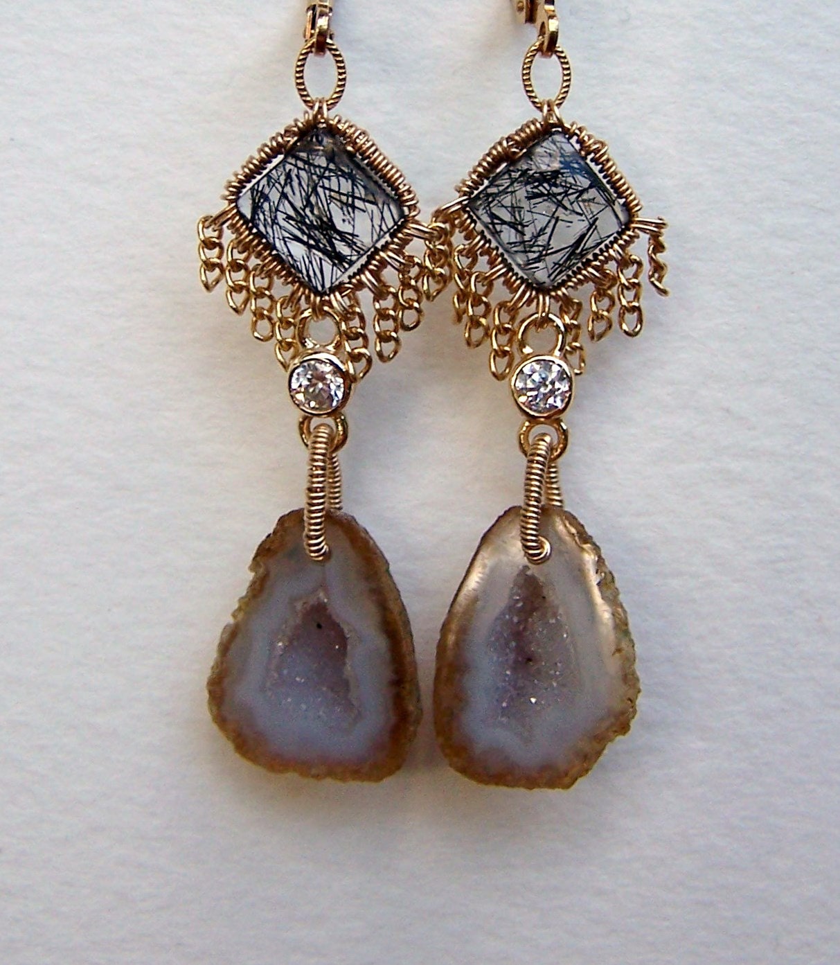 Tabasco Geode Druzy 14k Gold Fill Coil Wrap Tiny Crystal - Etsy