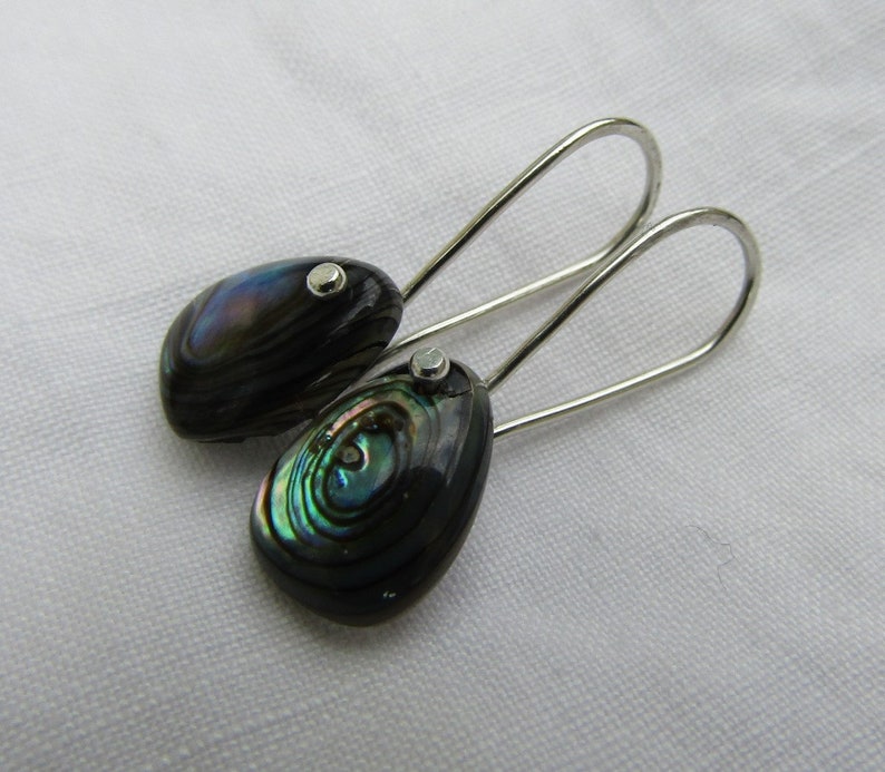 Abalone Shell / Paua Shell , Sterling Silver Hook Style, Earrings - Etsy