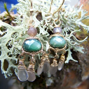 Faceted Australian Moonstone, Oregon Sunstone Smooth Briolette, 14k ...