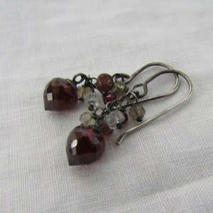 Garnet Faceted Upside Down Briolette, Tiny Gemstone Dangles, Sterling Silver Talisman Ear Wire ...