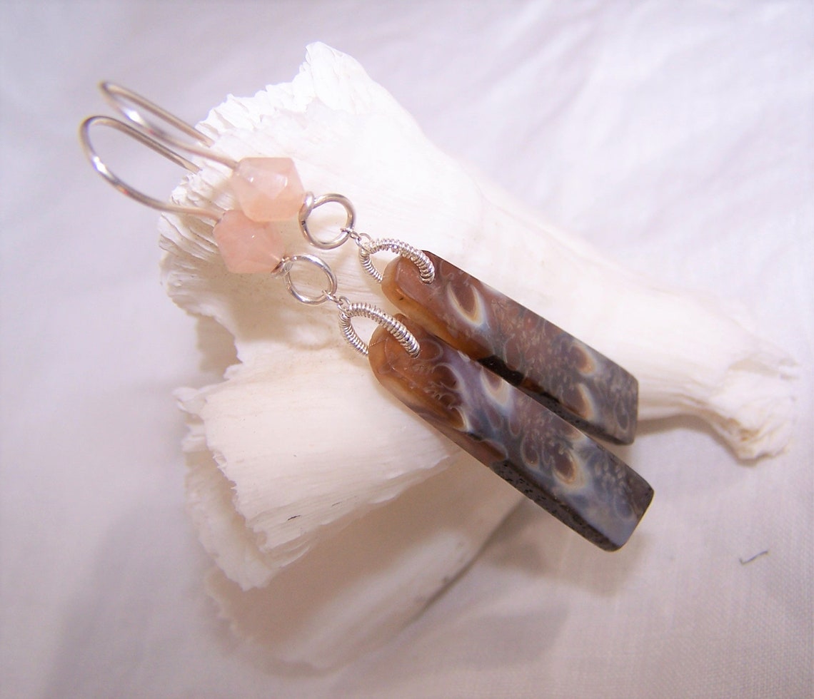 Ammonite Fossil Sterling Silver Coil Wrap Peach Adventurine - Etsy