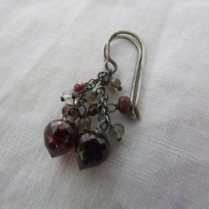 Garnet Faceted Upside Down Briolette, Tiny Gemstone Dangles, Sterling Silver Talisman Ear Wire ...