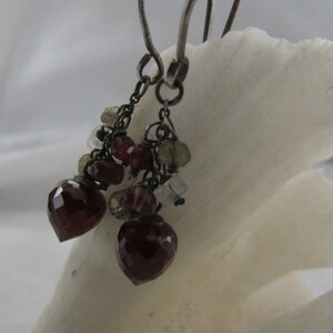 Garnet Faceted Upside Down Briolette, Tiny Gemstone Dangles, Sterling Silver Talisman Ear Wire ...