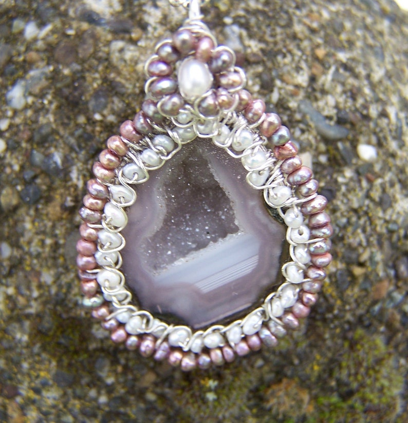 Rare Large Geode Druzy Freshwater Seed Pearl Sterling Silver - Etsy