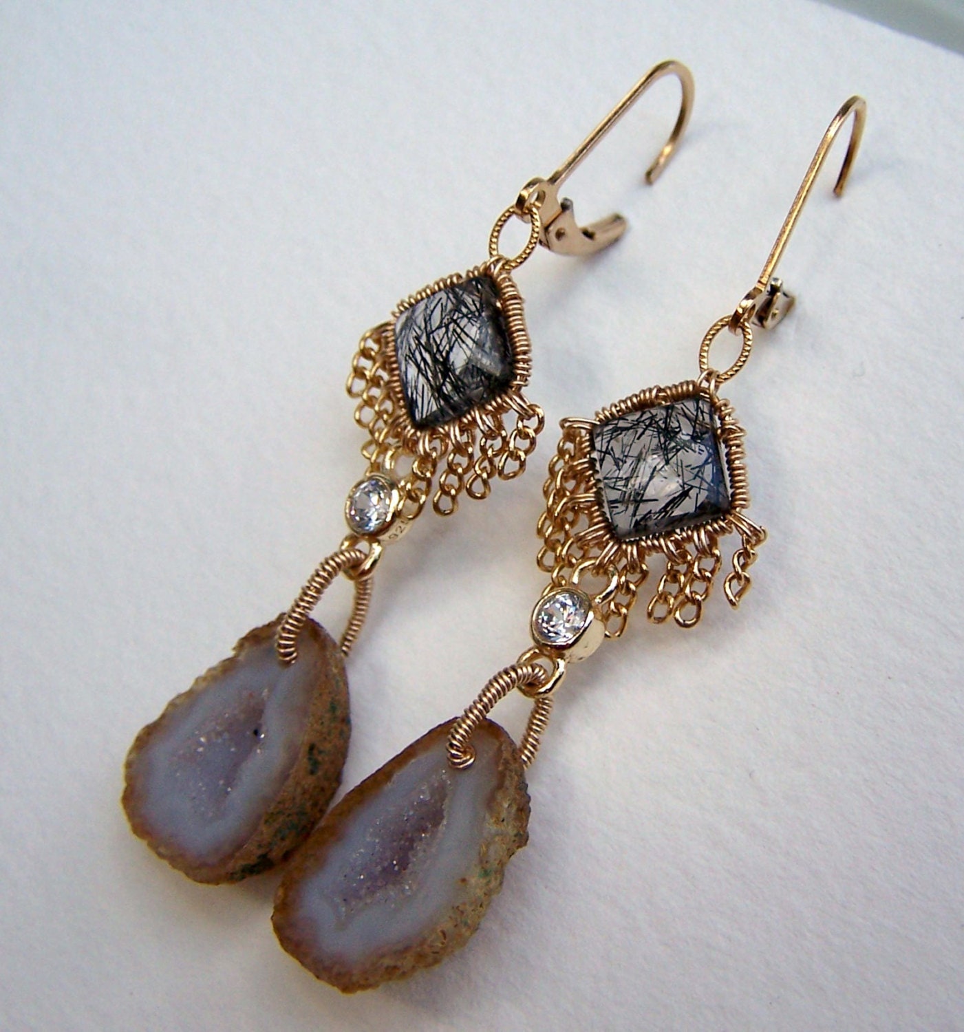 Tabasco Geode Druzy 14k Gold Fill Coil Wrap Tiny Crystal - Etsy