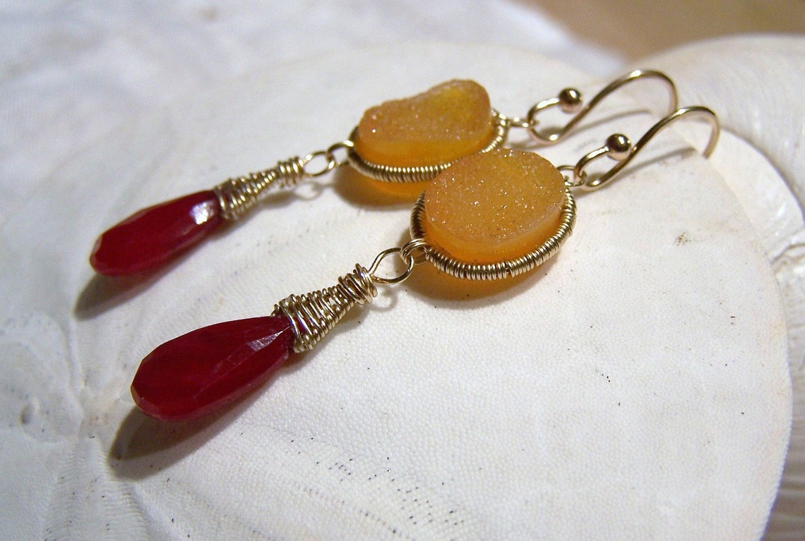 Druzy/ Drusy Oval Briolette Genuine Faceted Ruby Briolette - Etsy