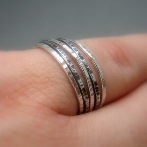 Minimalist Silver Stacking Rings Hammered Sterling Stackable Rings Thin ...