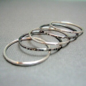 Minimalist Silver Stacking Rings Hammered Sterling Stackable Rings Thin ...