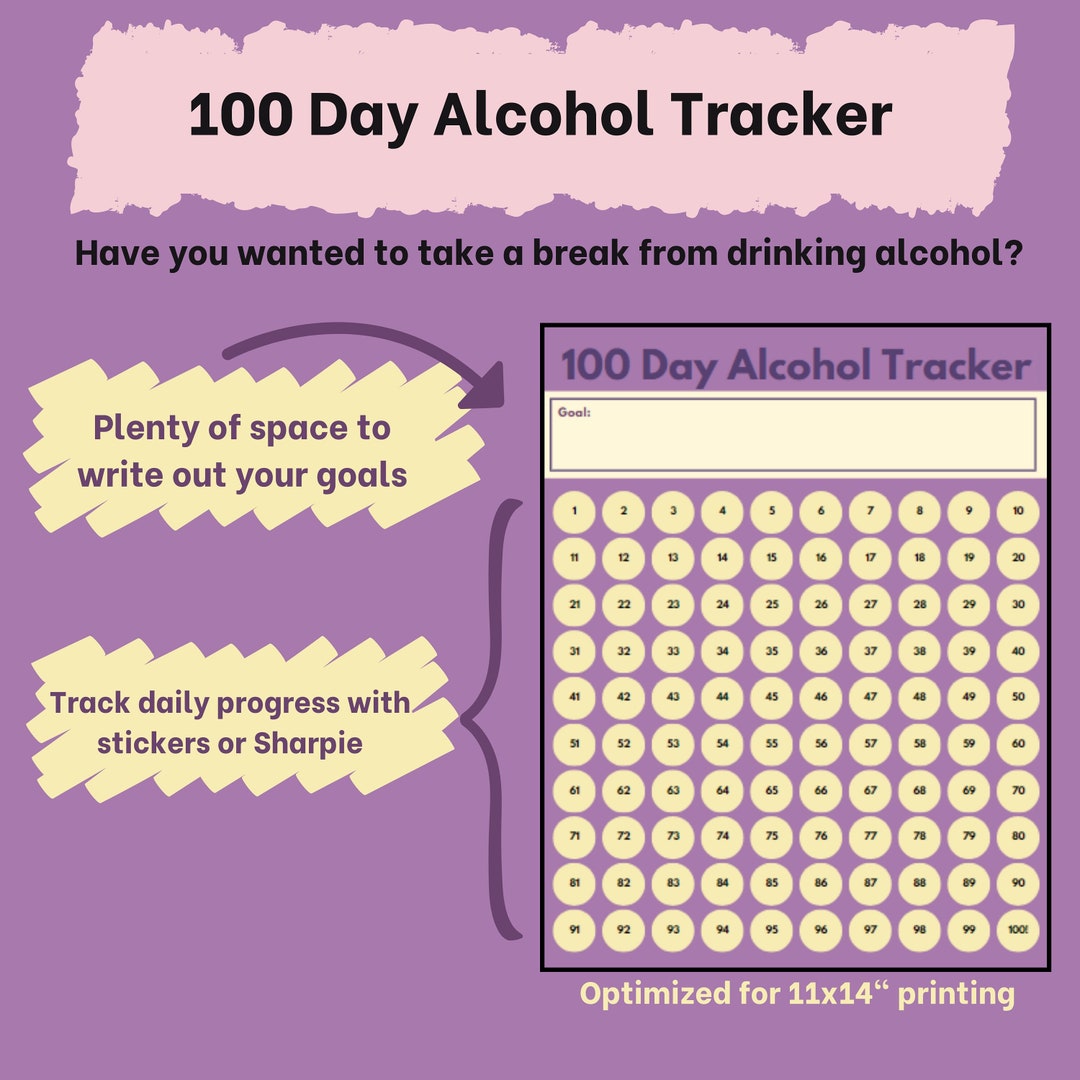 Habit Tracker 100 Day Alcohol Tracker Digital Download Purple - Etsy