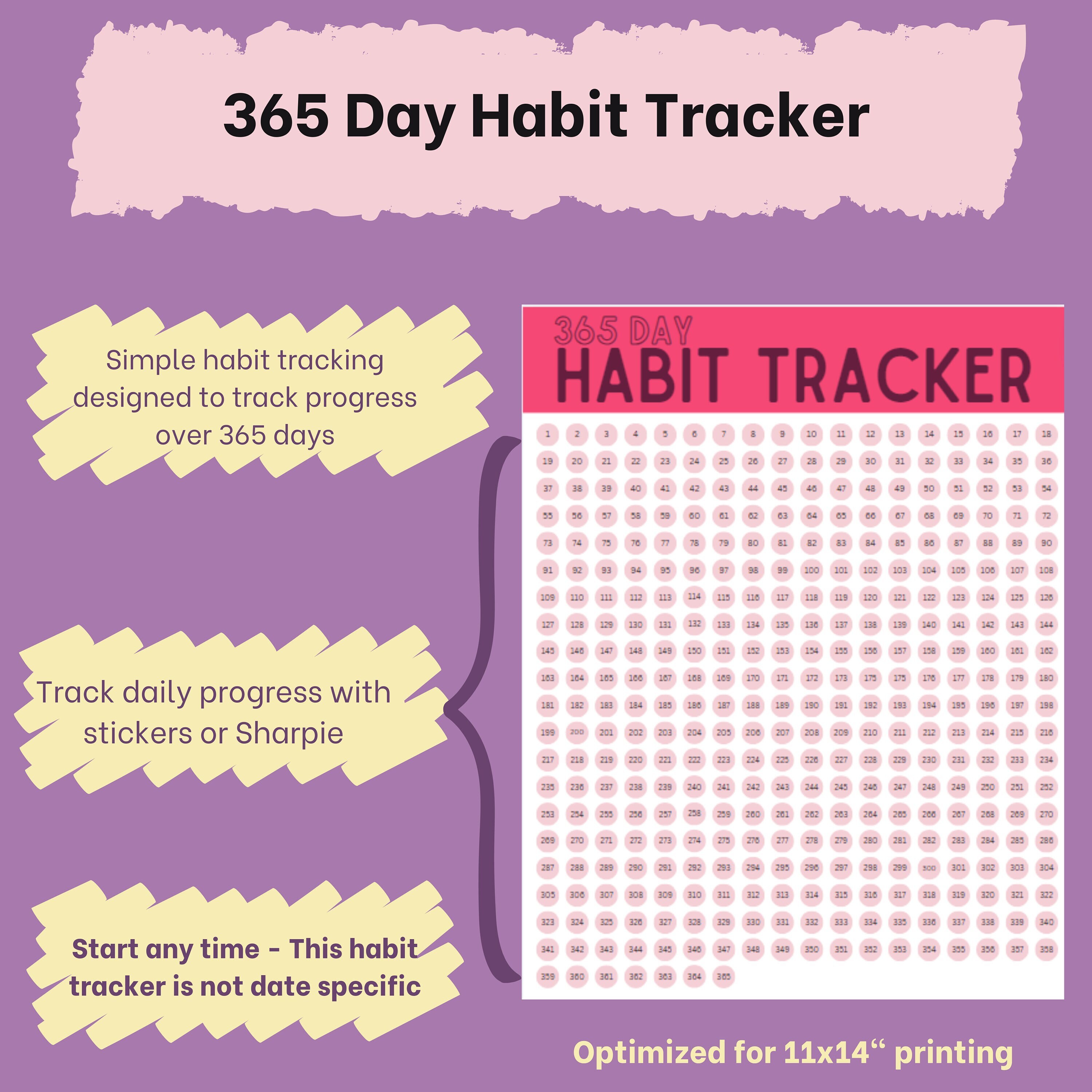 Habit Tracker - 365 Day - Digital Download - Pink - Etsy
