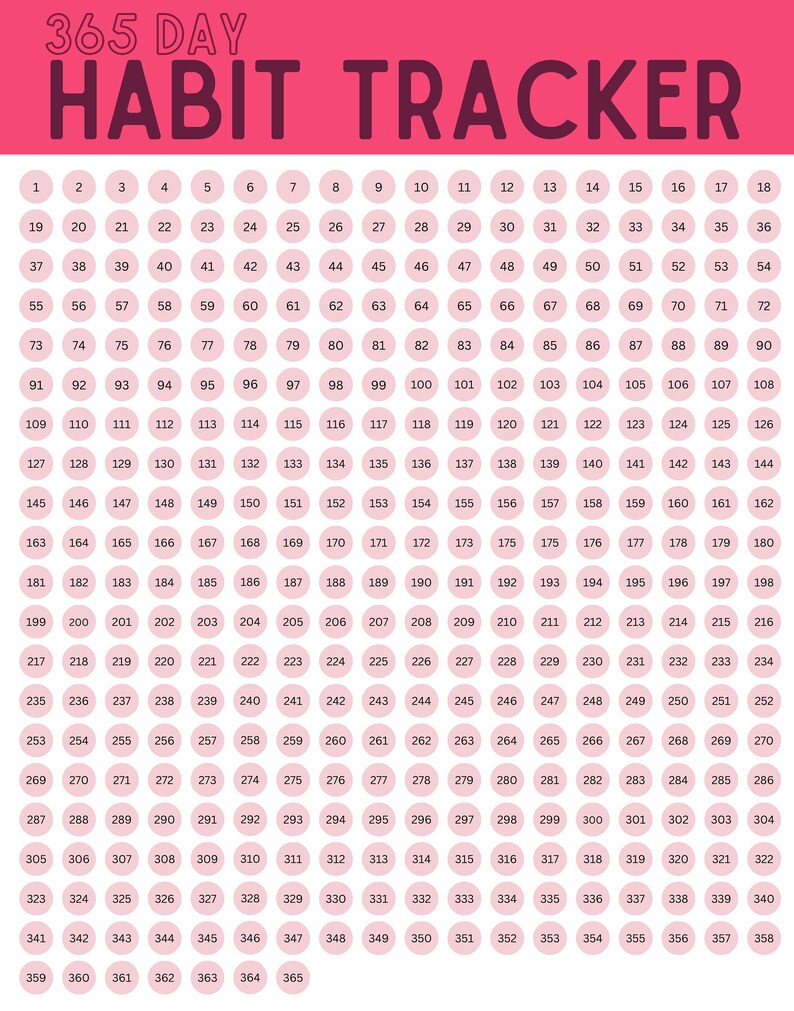 Habit Tracker - 365 Day - Digital Download - Pink - Etsy