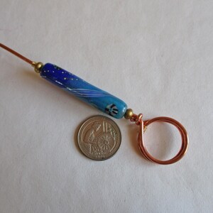 Glass Bead Ring Distaff for Hand Spinning, Blue With Murrini Lampwork ...