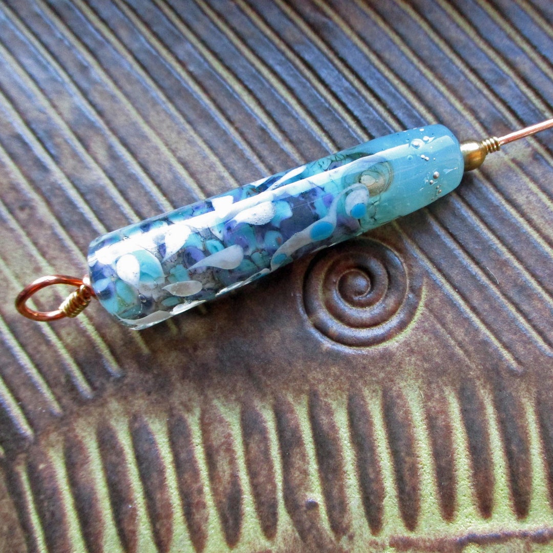 Glass Bead Orifice Threading Hook for Spinning Wheel, Aqua Blue Tapered ...