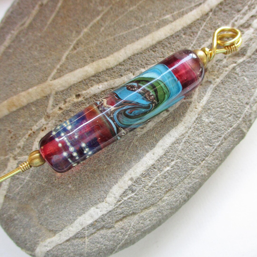 Glass Bead Orifice Threading Hook for Spinning Wheel, Dark Pink & Aqua ...
