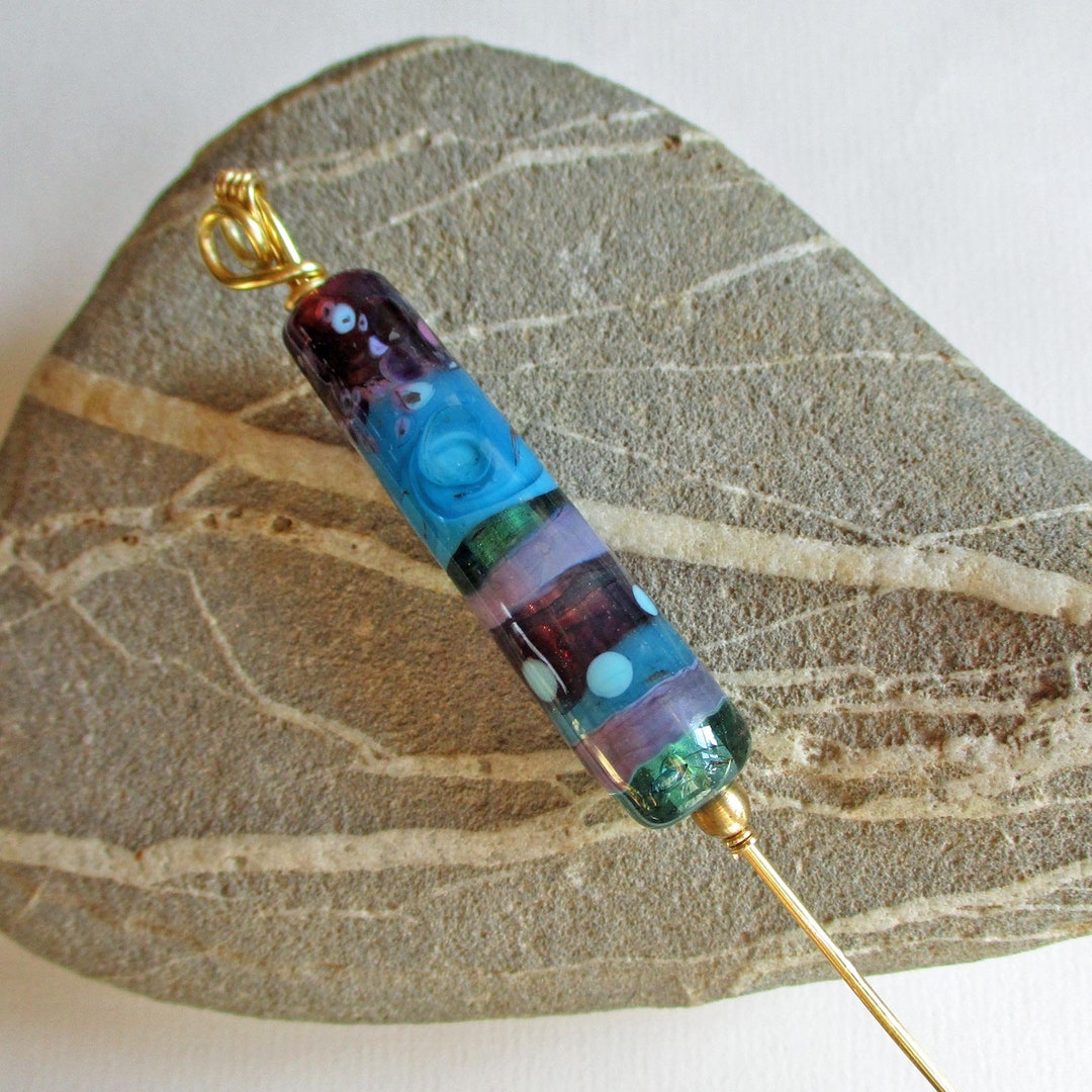 Glass Bead Orifice Threading Hook for Spinning Wheel, Purple & Blue ...