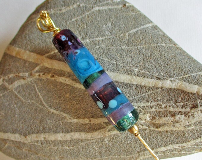 Glass Bead Orifice Threading Hook for Spinning Wheel, Purple & Blue ...