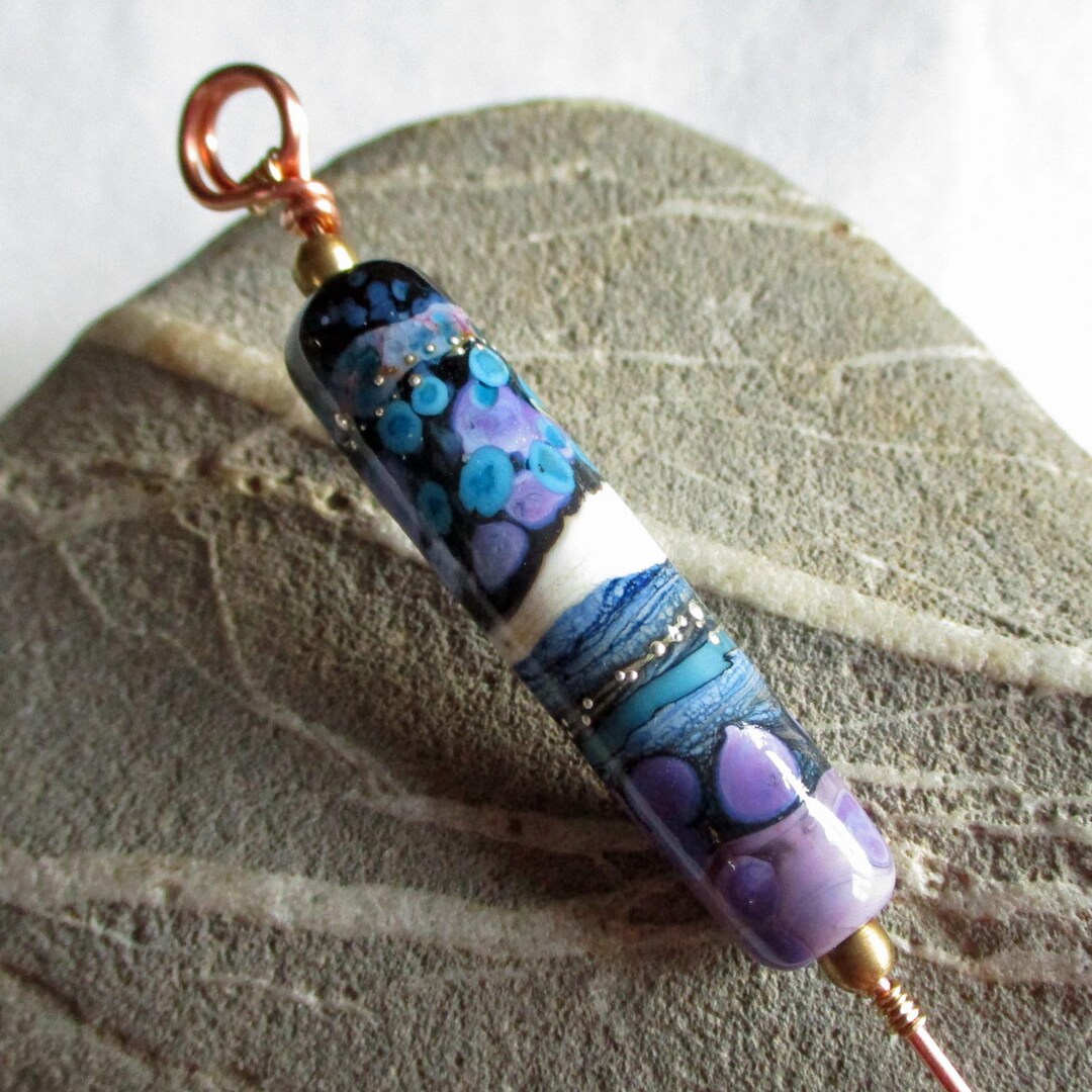 Glass Bead Orifice Threading Hook for Spinning Wheel, Purple & Blue ...
