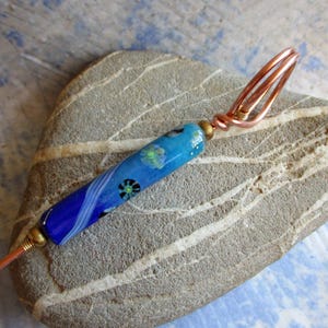 Glass Bead Ring Distaff for Hand Spinning, Blue With Murrini Lampwork ...