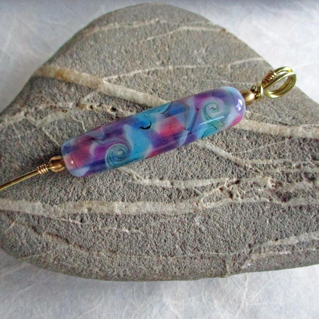 Orifice Threading Hook for Spinning Wheel, Blue, Pink & Purple Lampwork ...