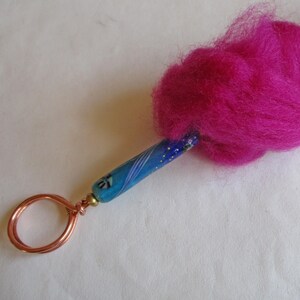 Glass Bead Ring Distaff for Hand Spinning, Blue With Murrini Lampwork ...