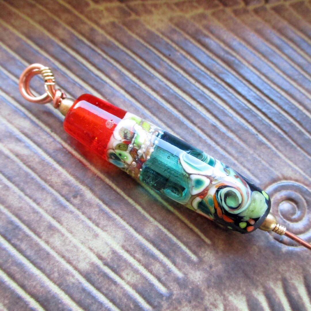 Glass Bead Orifice Threading Hook for Spinning Wheel, Orange & Teal ...