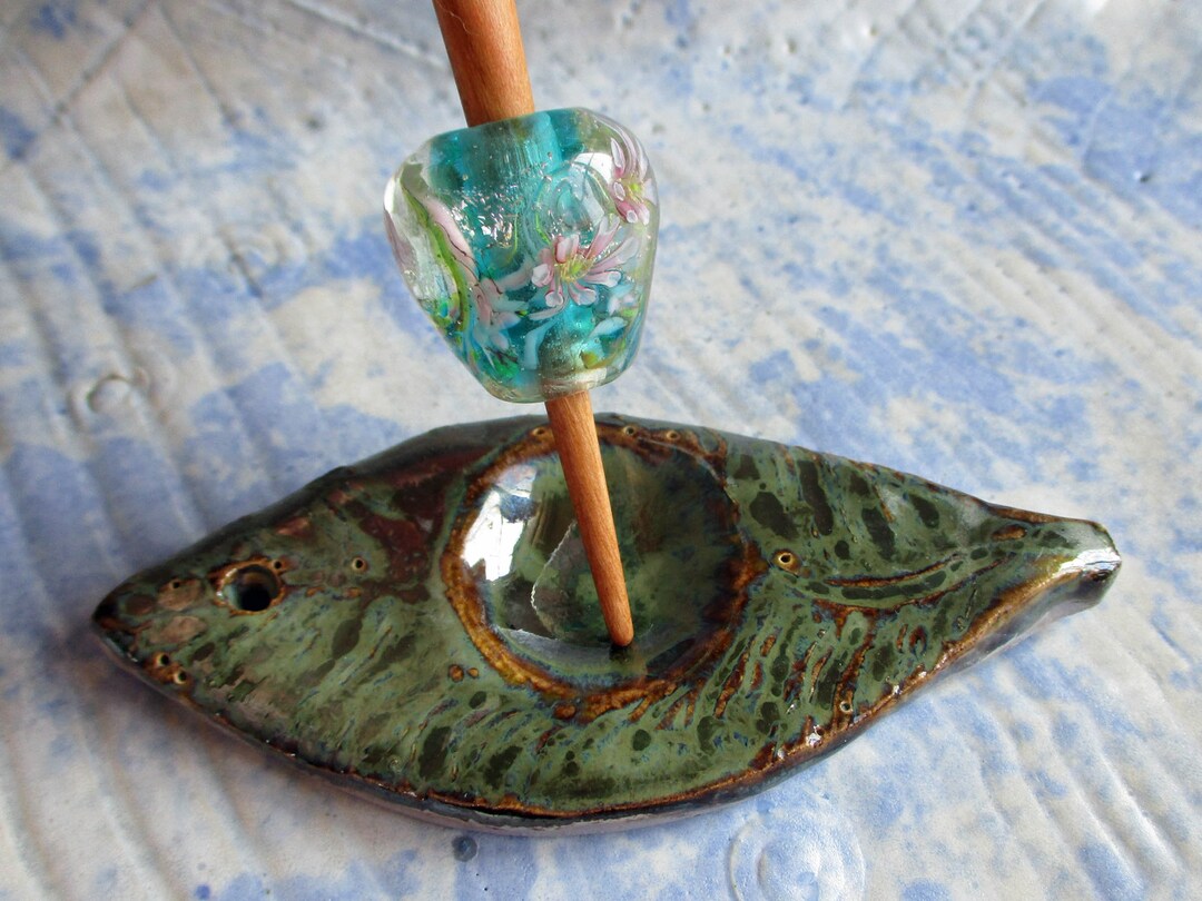 Feather Pottery Support Spindle Bowl, Clay Handmade Spinning Supplies ...