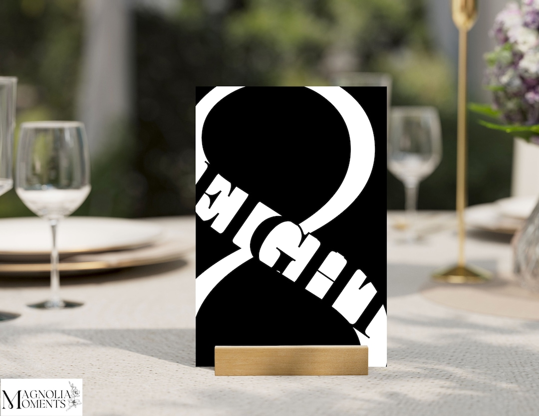 Modern Black & White Table Number Template Editable Instant Download ...