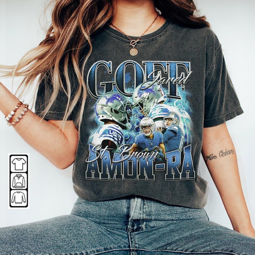 Jared Goff Amon Ra St Brown Stack Detroit Football Shirt, Football ...