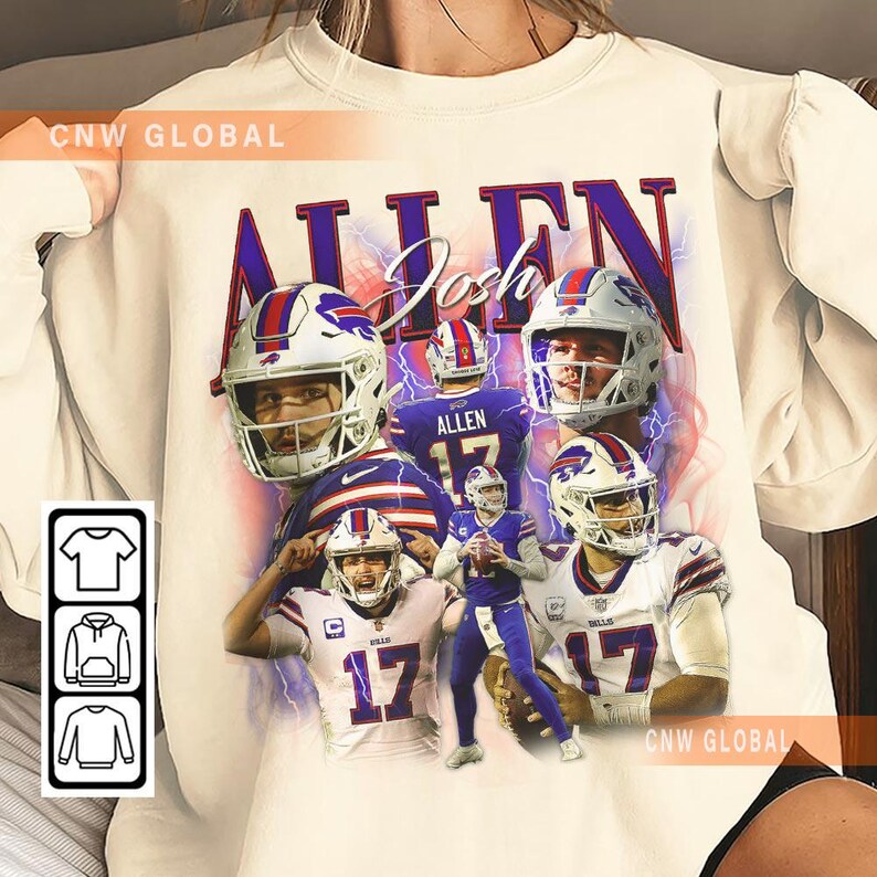 Josh Allen Football Shirt, Shirt Christmas Gift Unisex, Football 90s ...