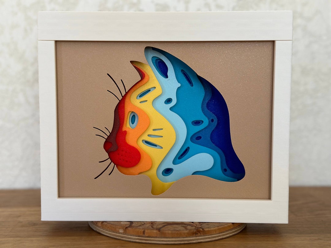 Rainbow Cat Shadow Box - Etsy