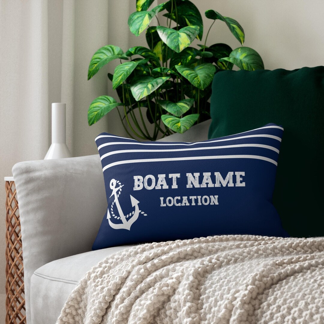 Custom Boat Pillow, Personalized Boat Name Pillow, Boat Name Gift, Boat ...