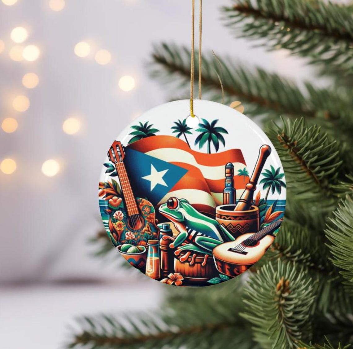 Puerto Rico Ornament Puerto Rico Christmas Ornament Puerto Rico Ceramic ...