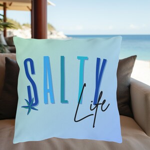 Salty Life Outdoor Pillows, Nautical Summer Pillows, Coastal Pillow ...