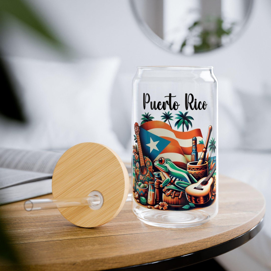 Puerto Rico Cup, Puerto Rico Glass Cup, Puerto Rico Flag Cup, Puerto ...