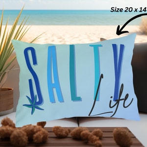 Salty Life Outdoor Pillows, Nautical Summer Pillows, Coastal Pillow ...