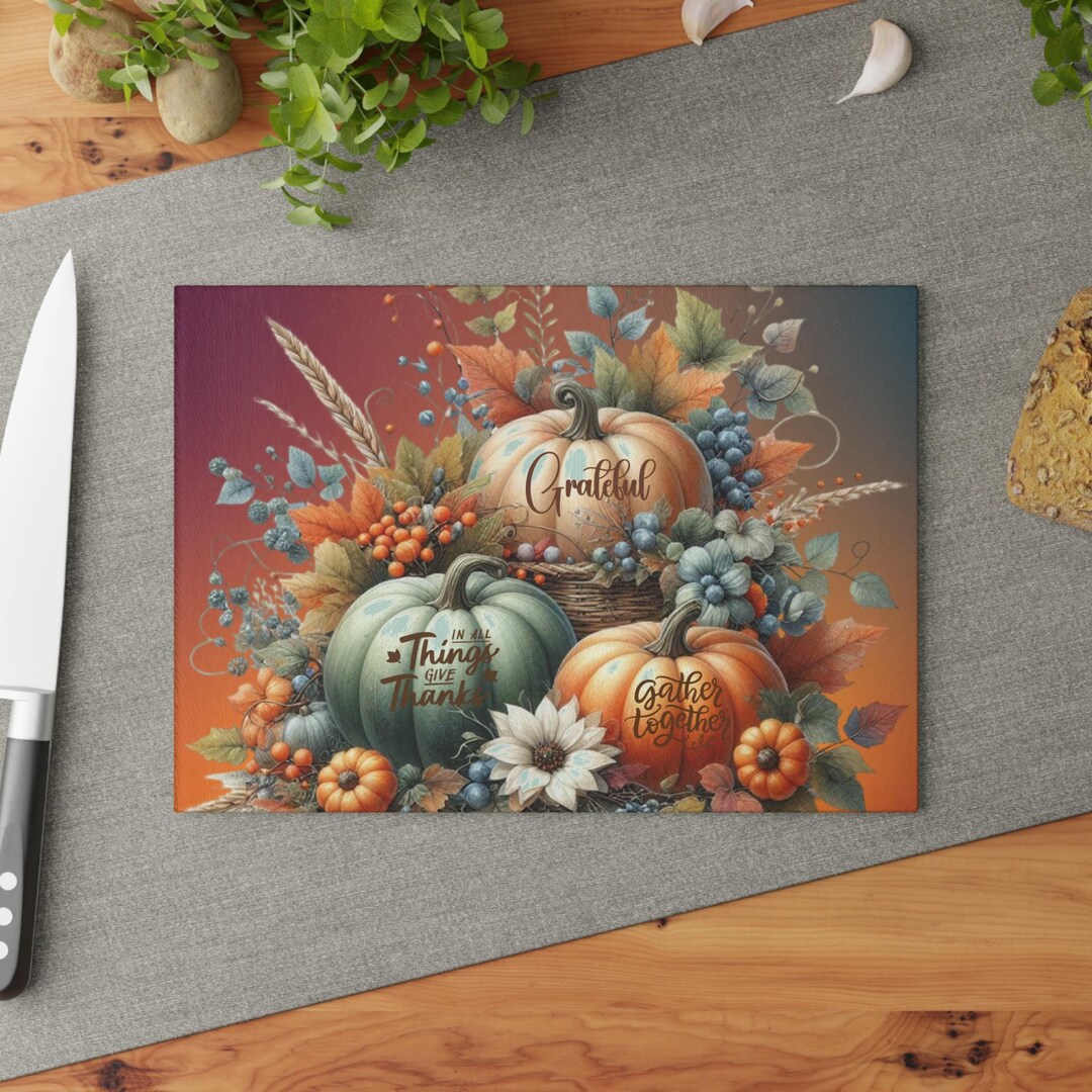 Fall Cutting Board, Fall Glass Cutting Board, Pumpkin Cutting Board ...