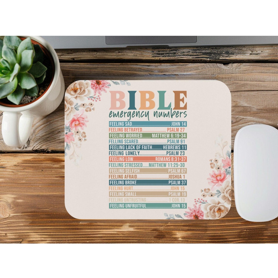 Christian Mouse Pad, Bible Emergency Numbers, Religious Gift, Faith ...