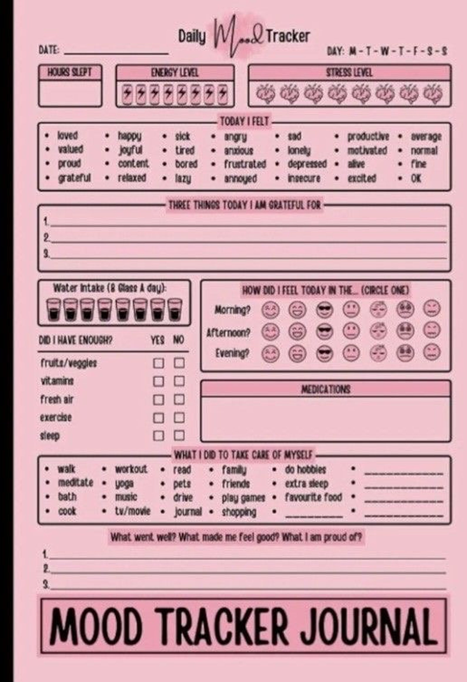 Daily Mood Tracker - Etsy