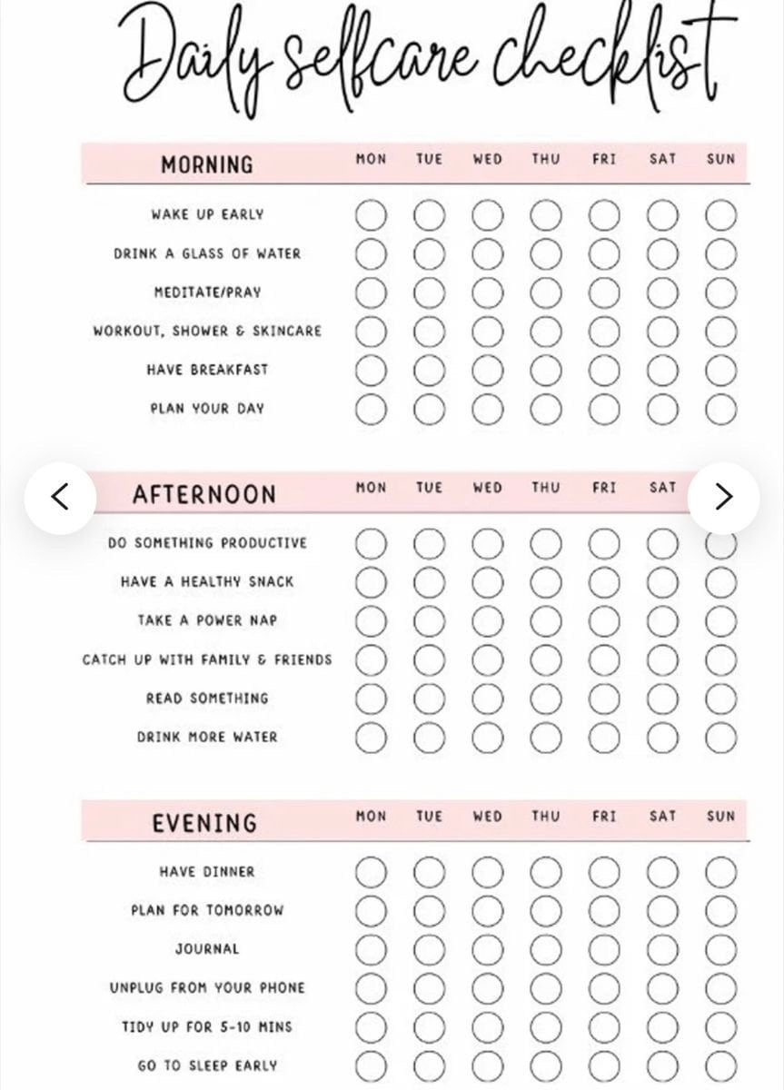 Daily Self Care Checklist - Etsy