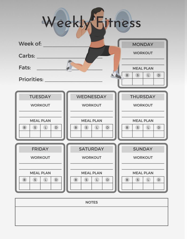 Weekly Fitness Tracker - Etsy