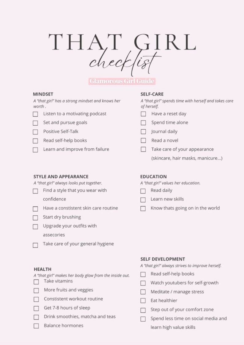 THAT GIRL Checklist - Etsy